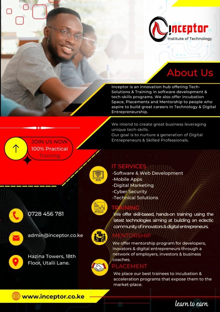 Inceptor course structure; Tech-skills in Kenya with Job guarantee